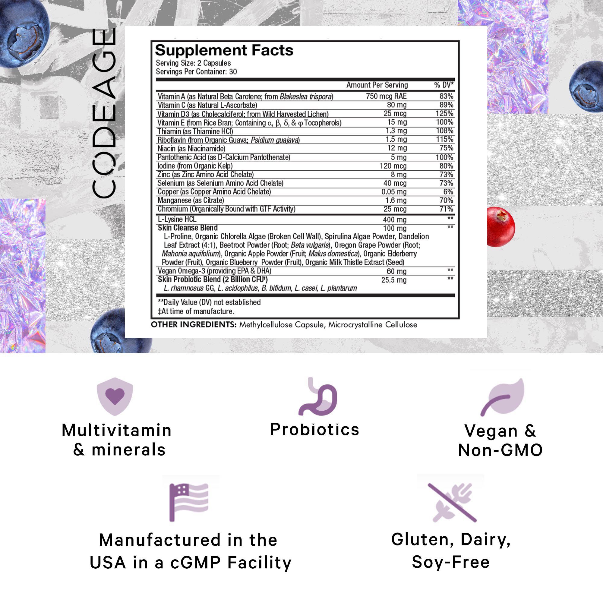 Codeage Vitamins Teen Clearface: All Skin Types | GNC